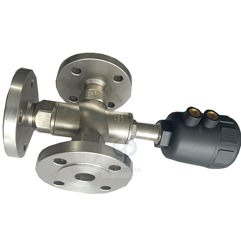 Stainless Steel Plastic Head Three Ways Flange Ends Pneumatic Angle ...